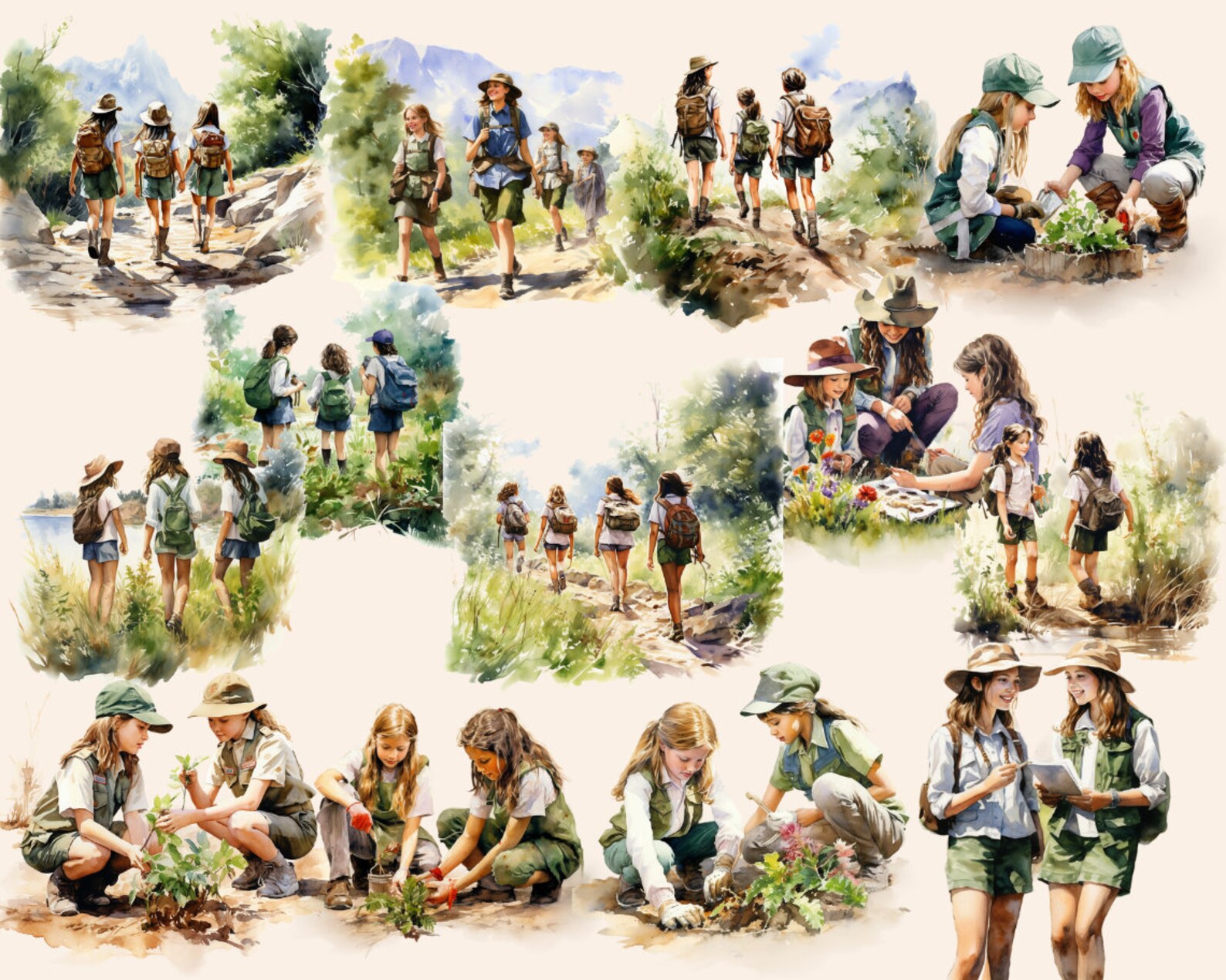 Girl Scout Watercolor Clipart, Girl Scout Clip Art PNG Graphics ...