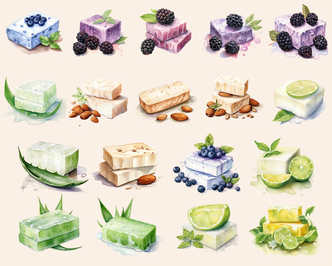 Scented Soap Watercolor Clipart Bundle, Handmade Natural Soap ...