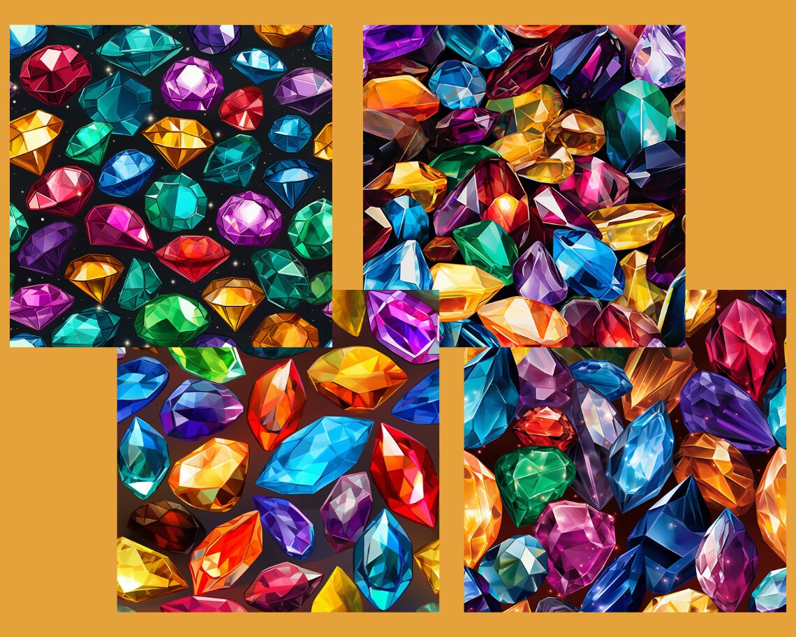 Gemstones Digital Paper Seamless Pattern Gems Patterns - Etsy