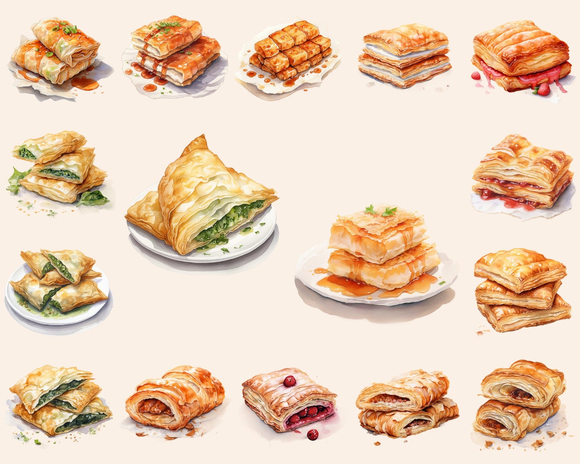 Pastry Watercolor Clipart, Bakery Clipart, French Pastry, Sweet Treat ...