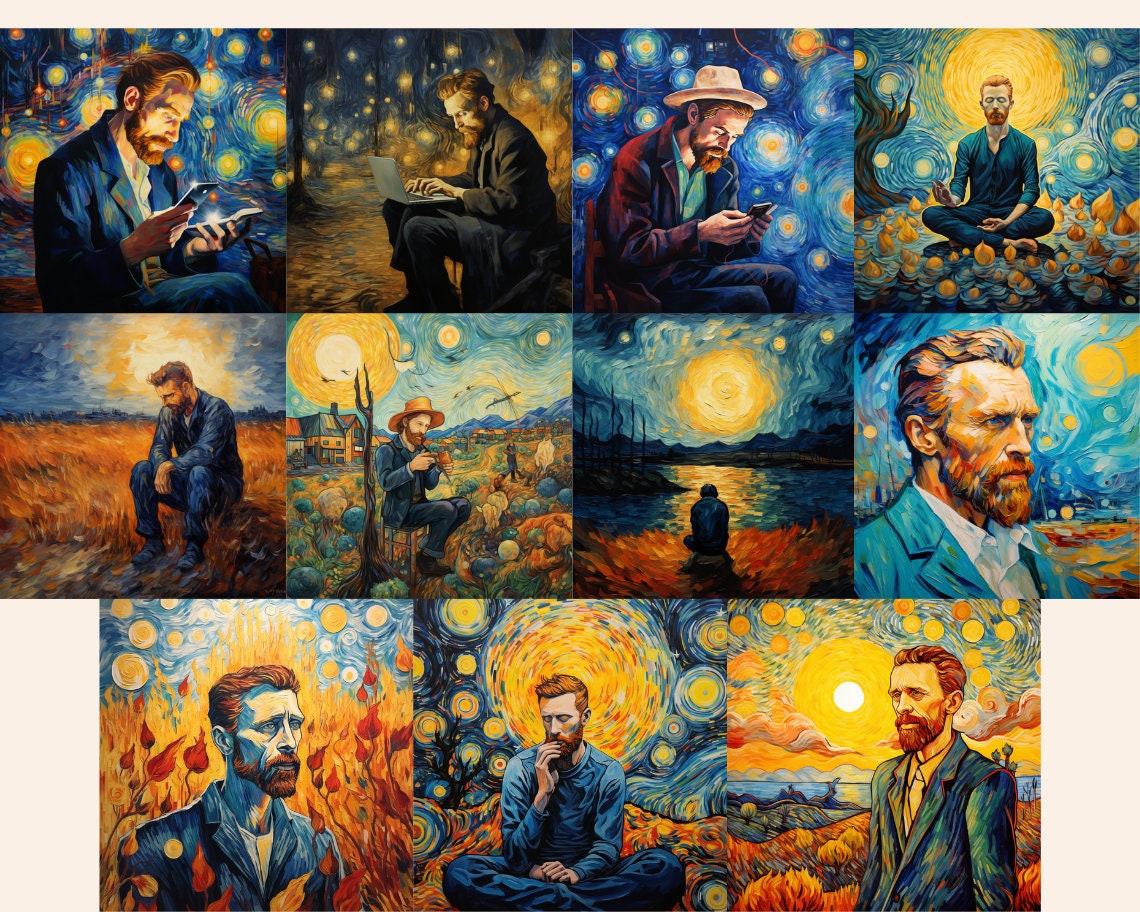 Modern Van Gogh Digital Painting Digital Paper Digital Art - Etsy