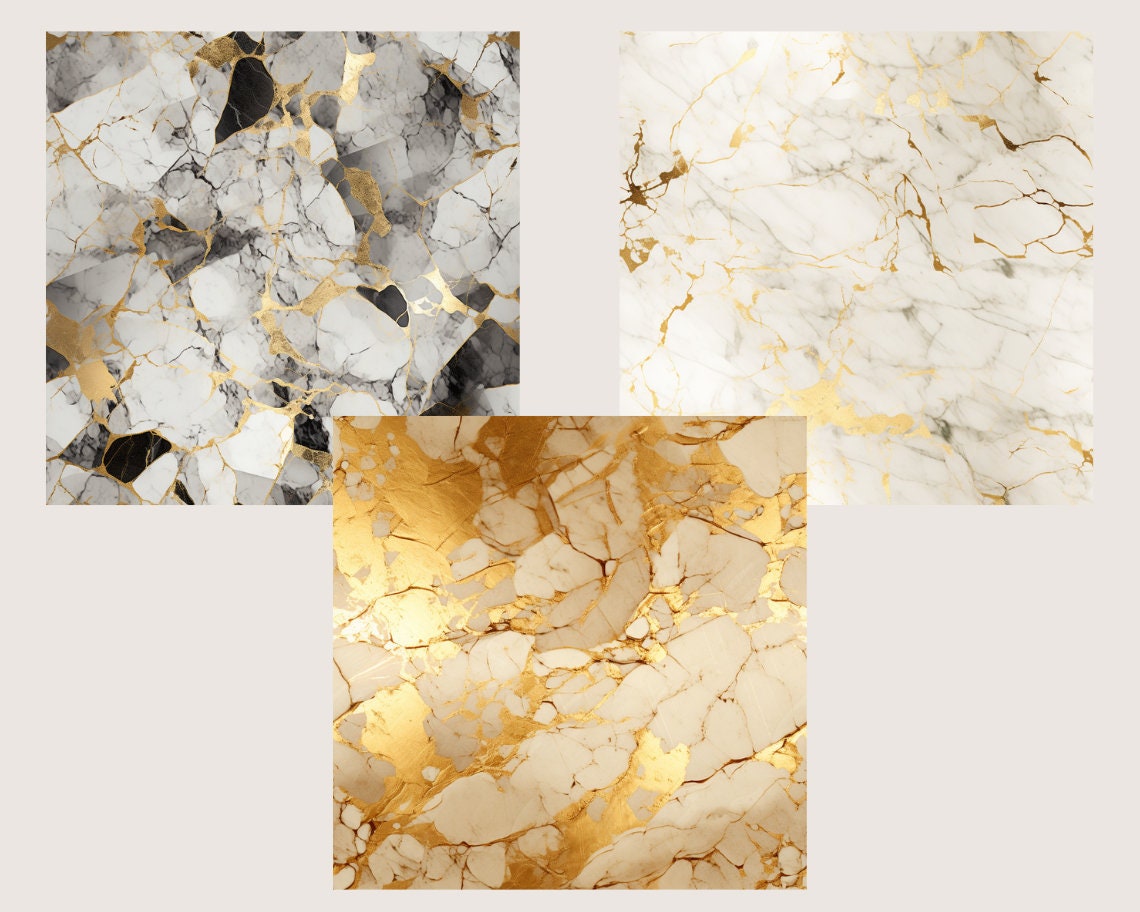 White Gold Marble Digital Paper, White Marble Textures, White Marble ...
