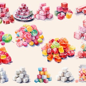 Candy Watercolor Clipart, Printable Lollipop Clipart, Rainbow Candy ...