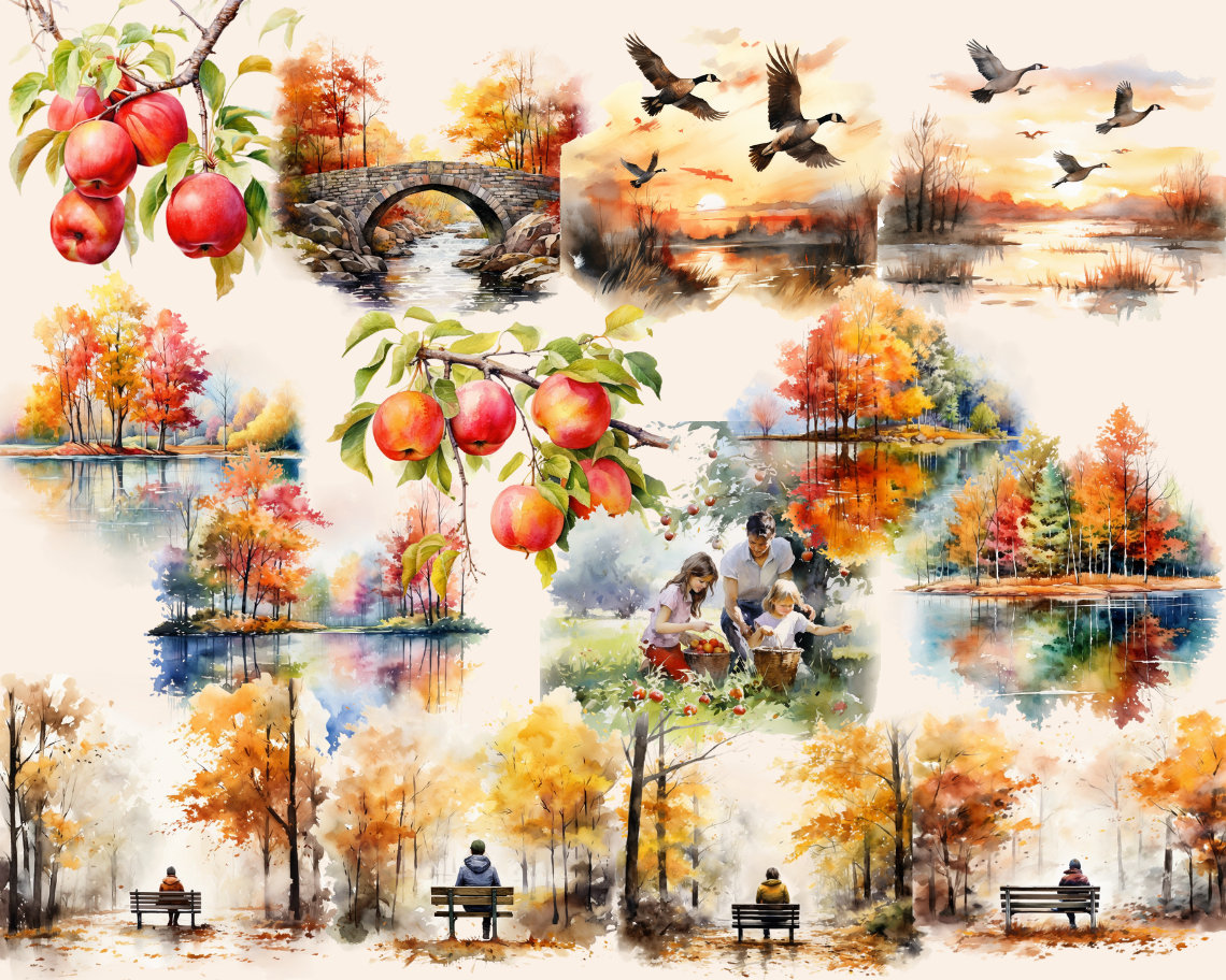 Cozy Autumn Watercolor Clipart Bundle Cute Fall Images - Etsy