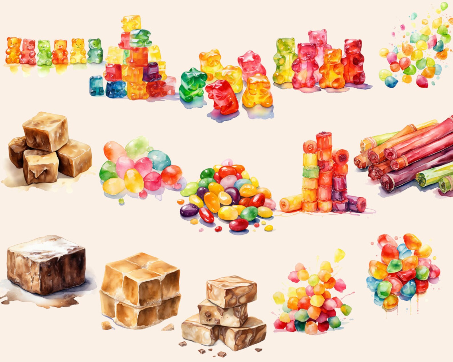 Candy Watercolor Clipart, Printable Lollipop Clipart, Rainbow Candy ...