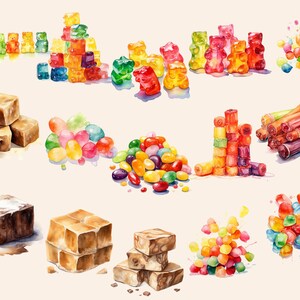 Candy Watercolor Clipart, Printable Lollipop Clipart, Rainbow Candy ...