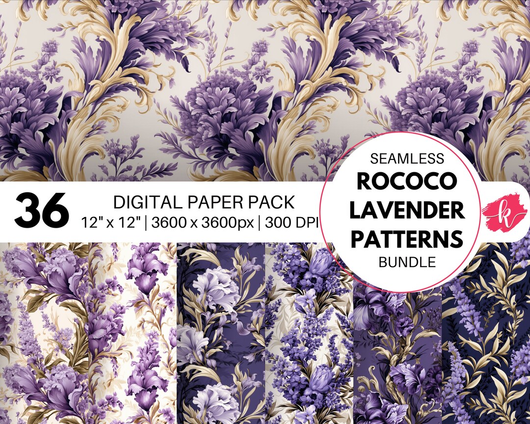 Lavender Rococo Digital Paper Flower Digital Paper Flower - Etsy