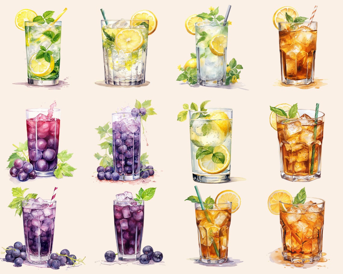 Fresh Soda Watercolor Clipart Bundle, Soda PNG, Soda Graphics, Summer ...