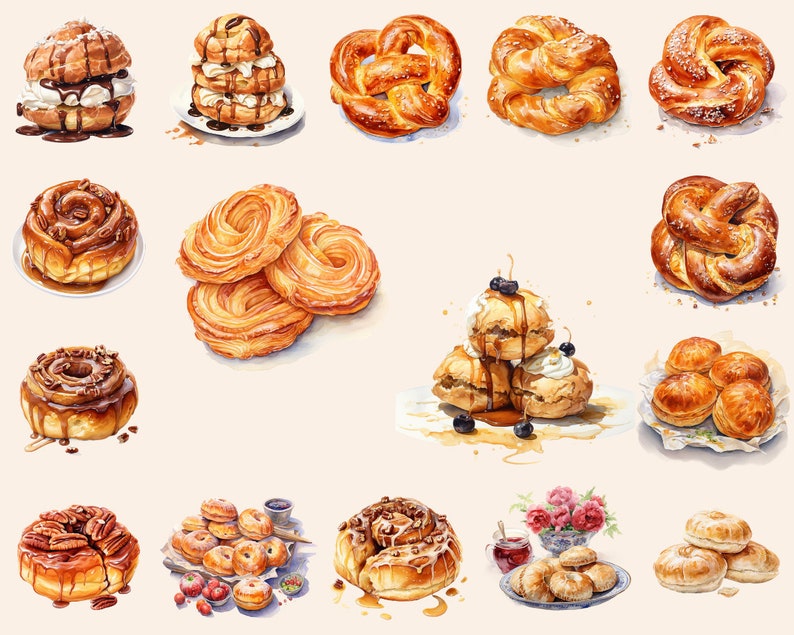 Pastry Watercolor Clipart Bakery Clipart French Pastry - Etsy Australia
