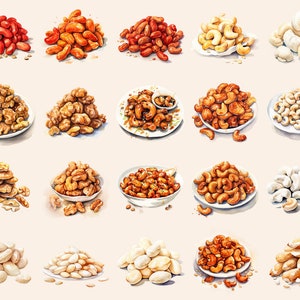 Nuts Watercolor Clipart Bundle, Wallnut PNG, Almond PNG, Nuts Clipart ...