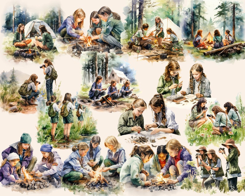 Girl Scout Watercolor Clipart, Girl Scout Clip Art PNG Graphics ...
