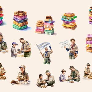 Girl Scout Cookies Watercolor Clipart, Girl Scout Clip Art Graphics ...