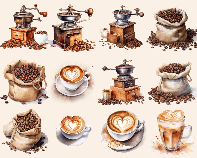Coffee Watercolor Clipart, Coffee Cup Clipart, Food Clipart, Iced ...