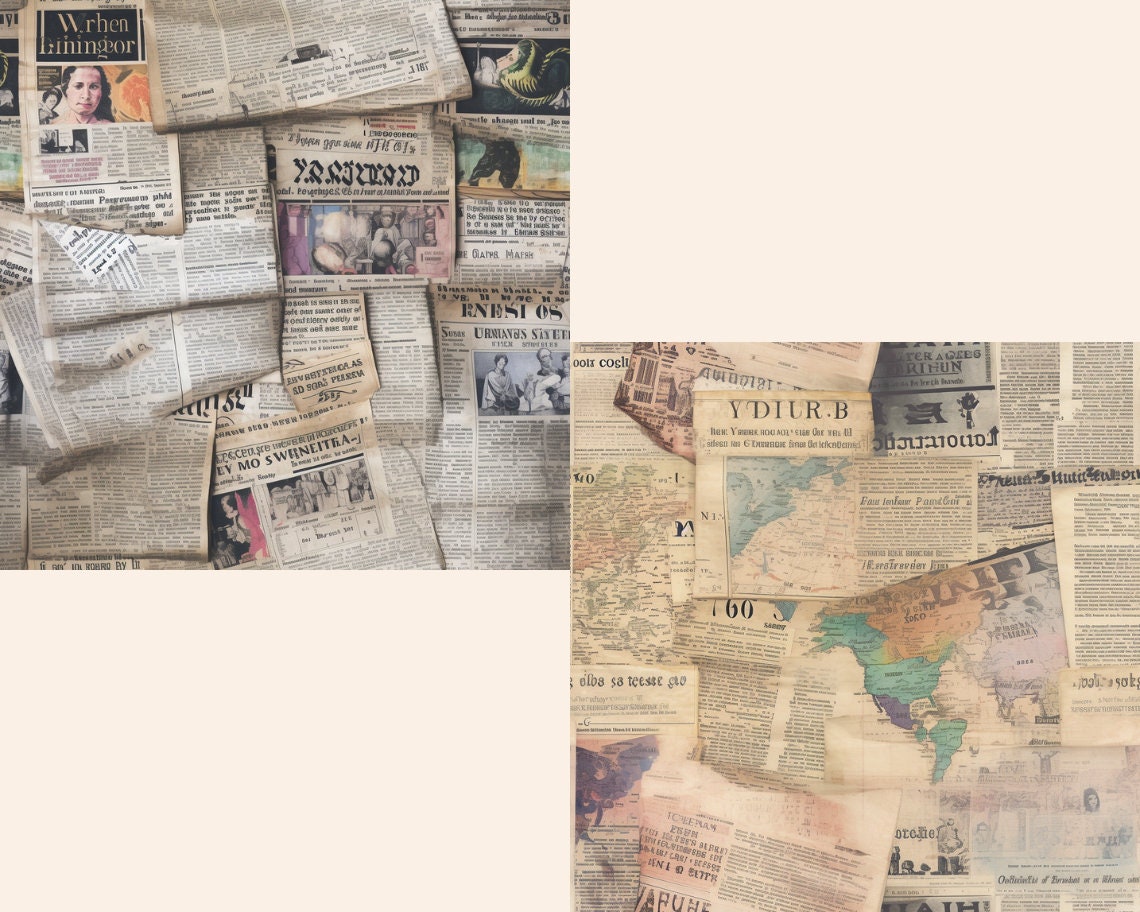 Old Newspaper Digital Paper, Seamless Pattern, Retro Digital Paper ...