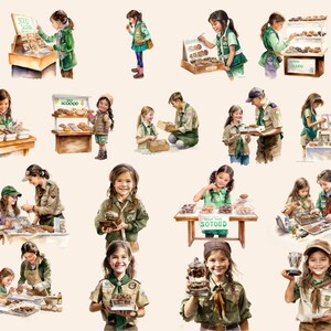 Girl Scout Cookies Watercolor Clipart, Girl Scout Clip Art Graphics ...