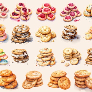 Cookies Watercolor Clipart Bundle, Biscuit Clipart, Festive Cookie ...