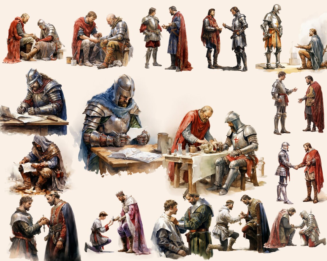 Medieval Knight Watercolor Clipart Cavalier Clipart Chivalry - Etsy