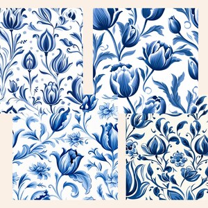 Delft Blue Dutch Tiles Seamless Pattern, Digital Paper, Dutch Digital ...
