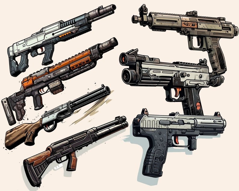 Comic Book Guns Clipart, High Quality Pngs, Card Making, Scrapbooking ...
