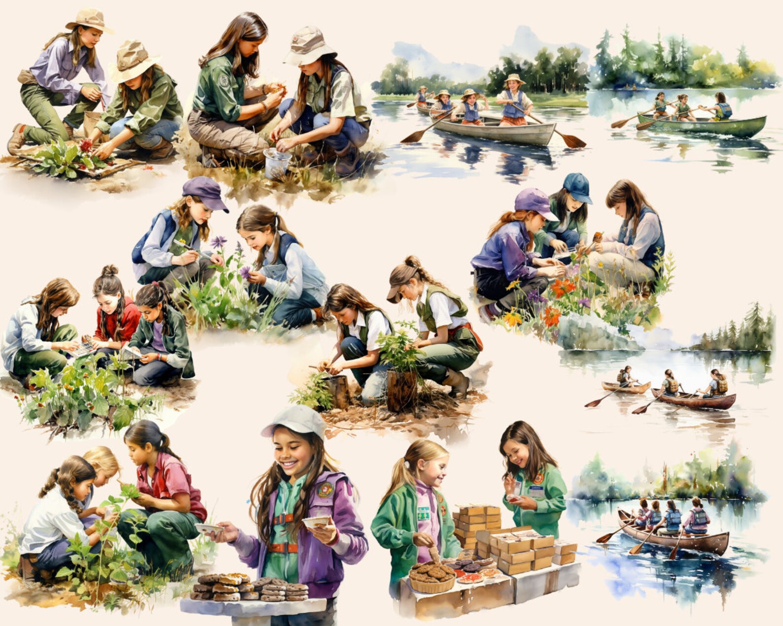 Girl Scout Watercolor Clipart, Girl Scout Clip Art PNG Graphics ...