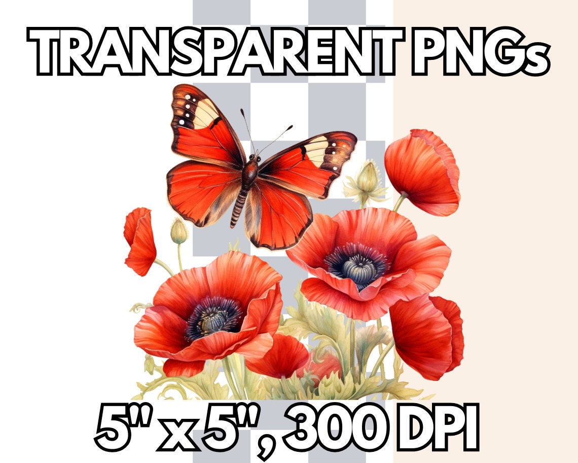 Poppy Garden Watercolor Clipart Bundle, Poppy Flowers Images, Flower ...