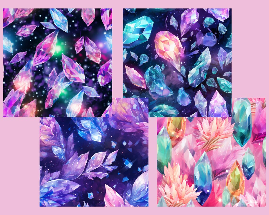 Dust Fairy Crystals Seamless Pattern, Digital Paper, Mystical Magic ...