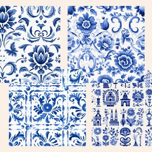 Delft Blue Dutch Tiles Seamless Pattern, Digital Paper, Dutch Digital ...