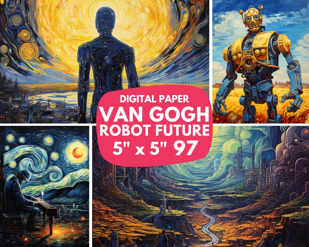Van Gogh Robot Future Digital Painting Digital Paper - Etsy