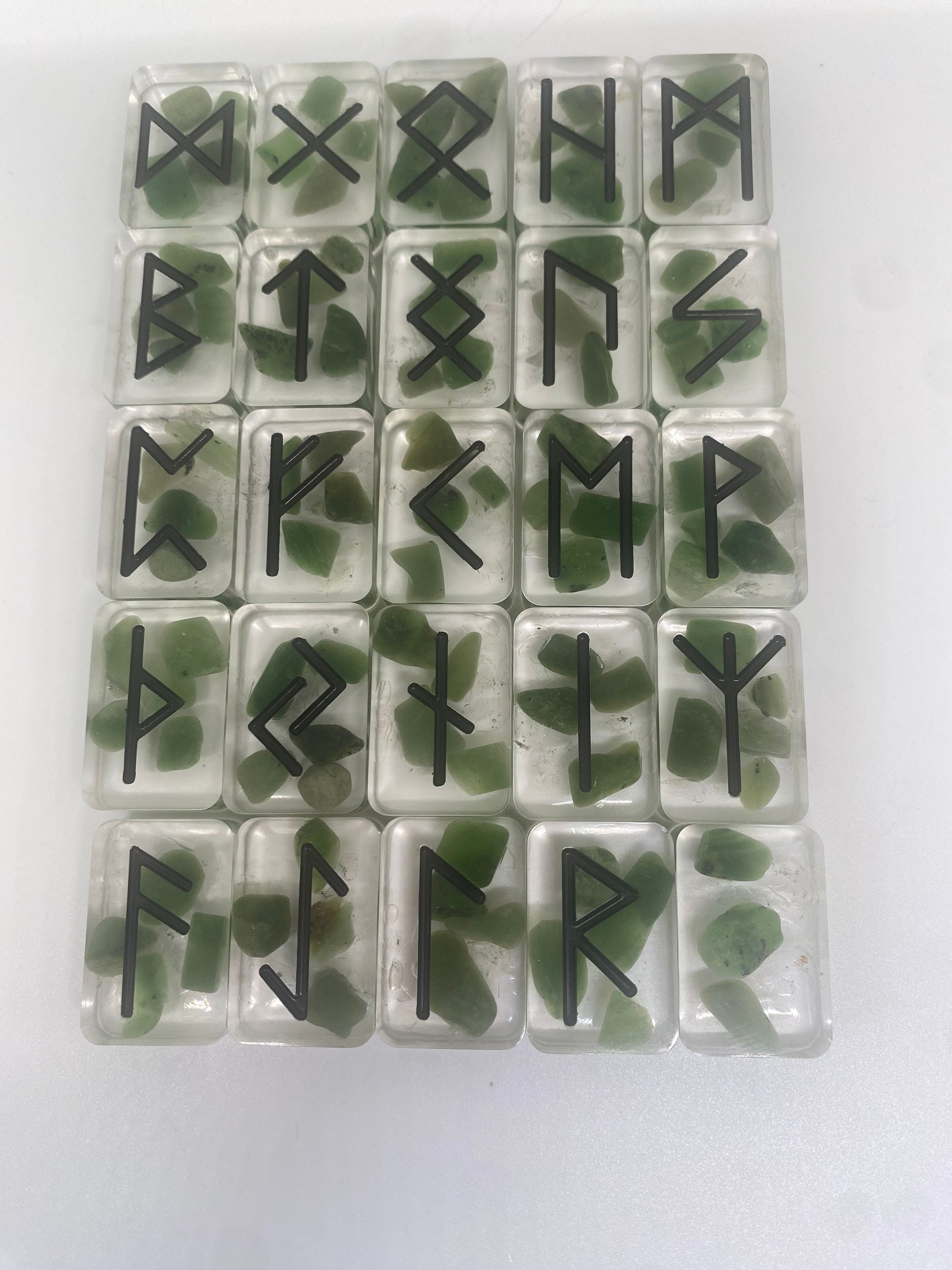 Green Jade Runes, Elder Futhark Runes, Runes, Rune Set, Handmade Runes ...