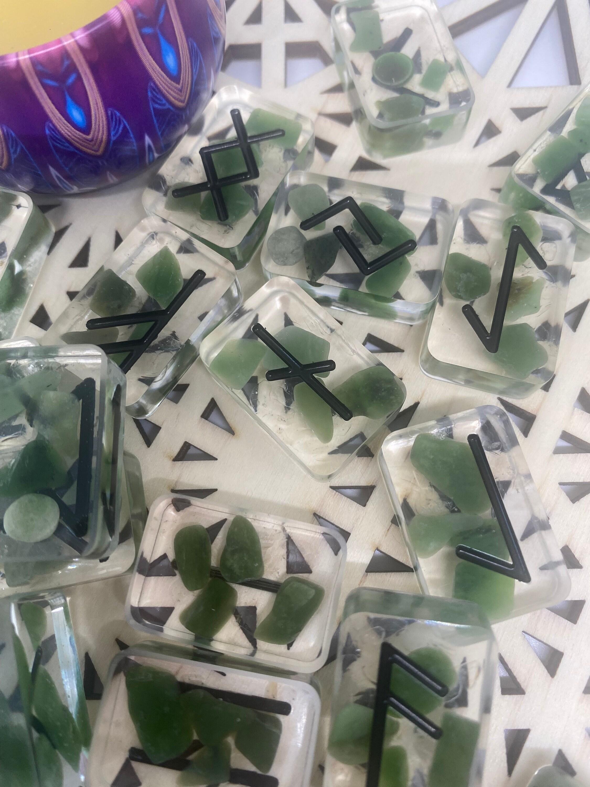 Green Jade Runes, Elder Futhark Runes, Runes, Rune Set, Handmade Runes ...