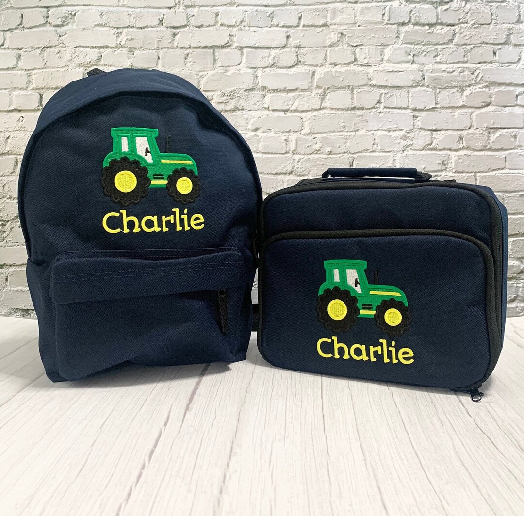 Personalised Tractor Backpack and Lunch Bag Set, Tractor Rucksack ...