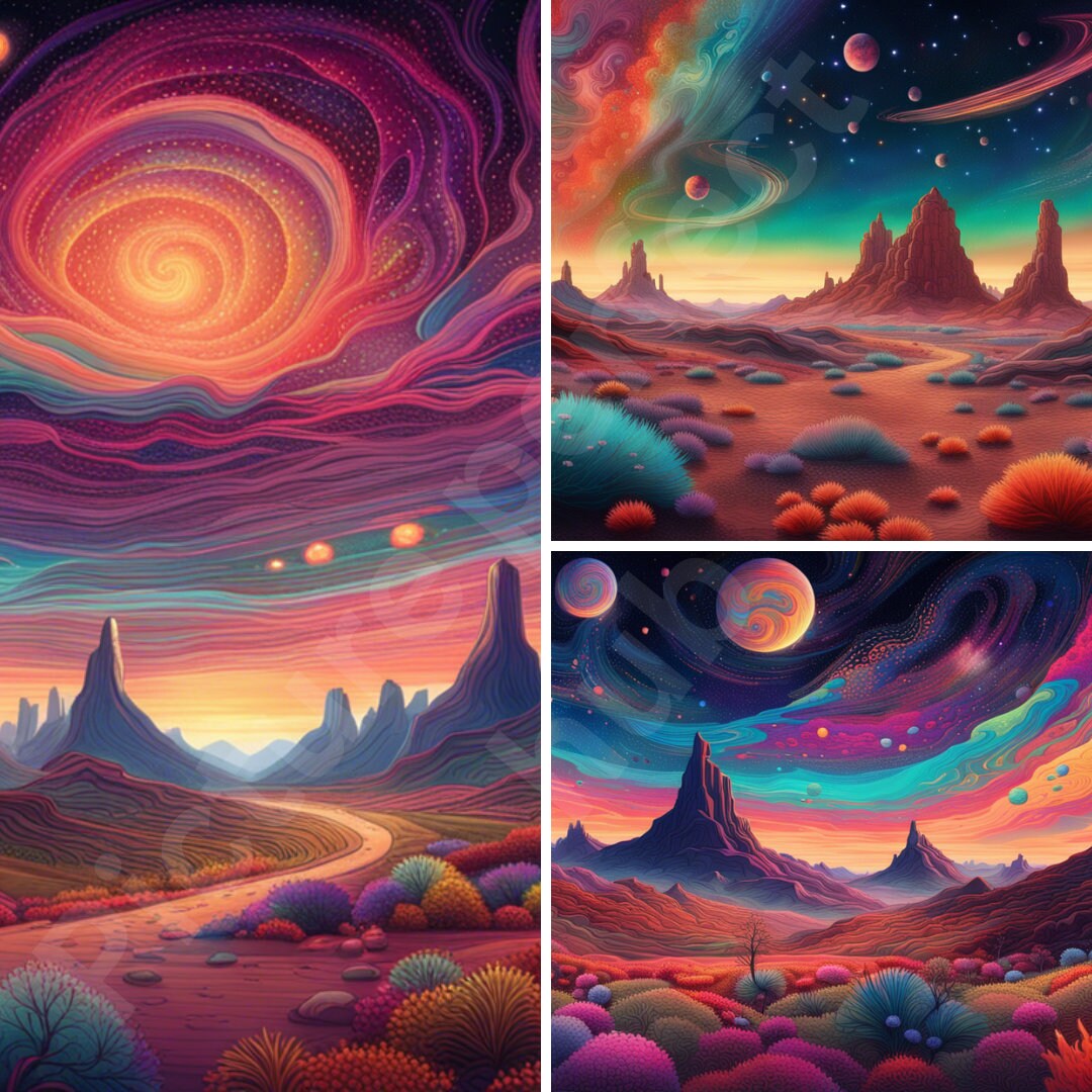 Alien Landscape Art Bundle - 12 High Resolution Psychedelic Images of ...