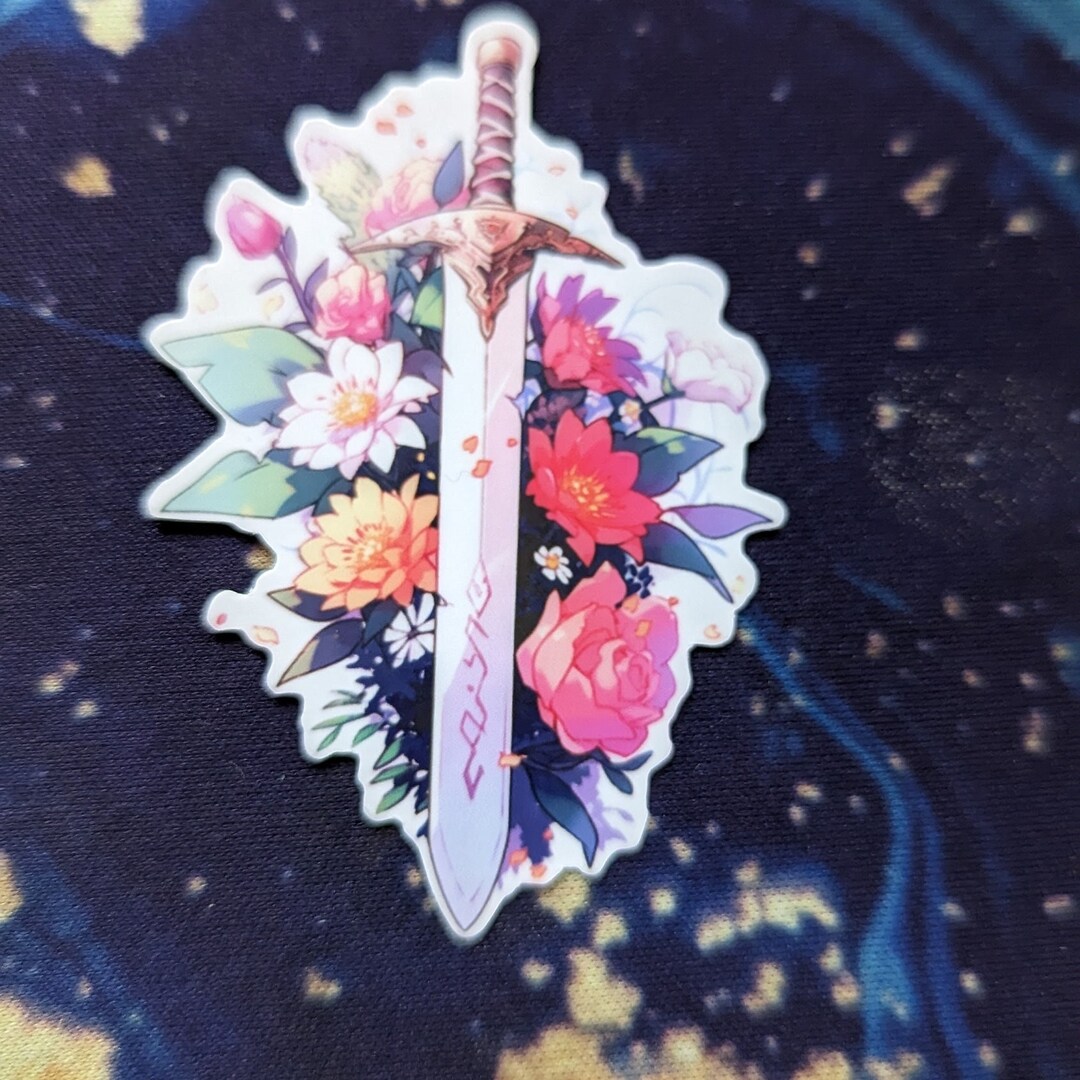 Sword and Flower Sticker - Etsy