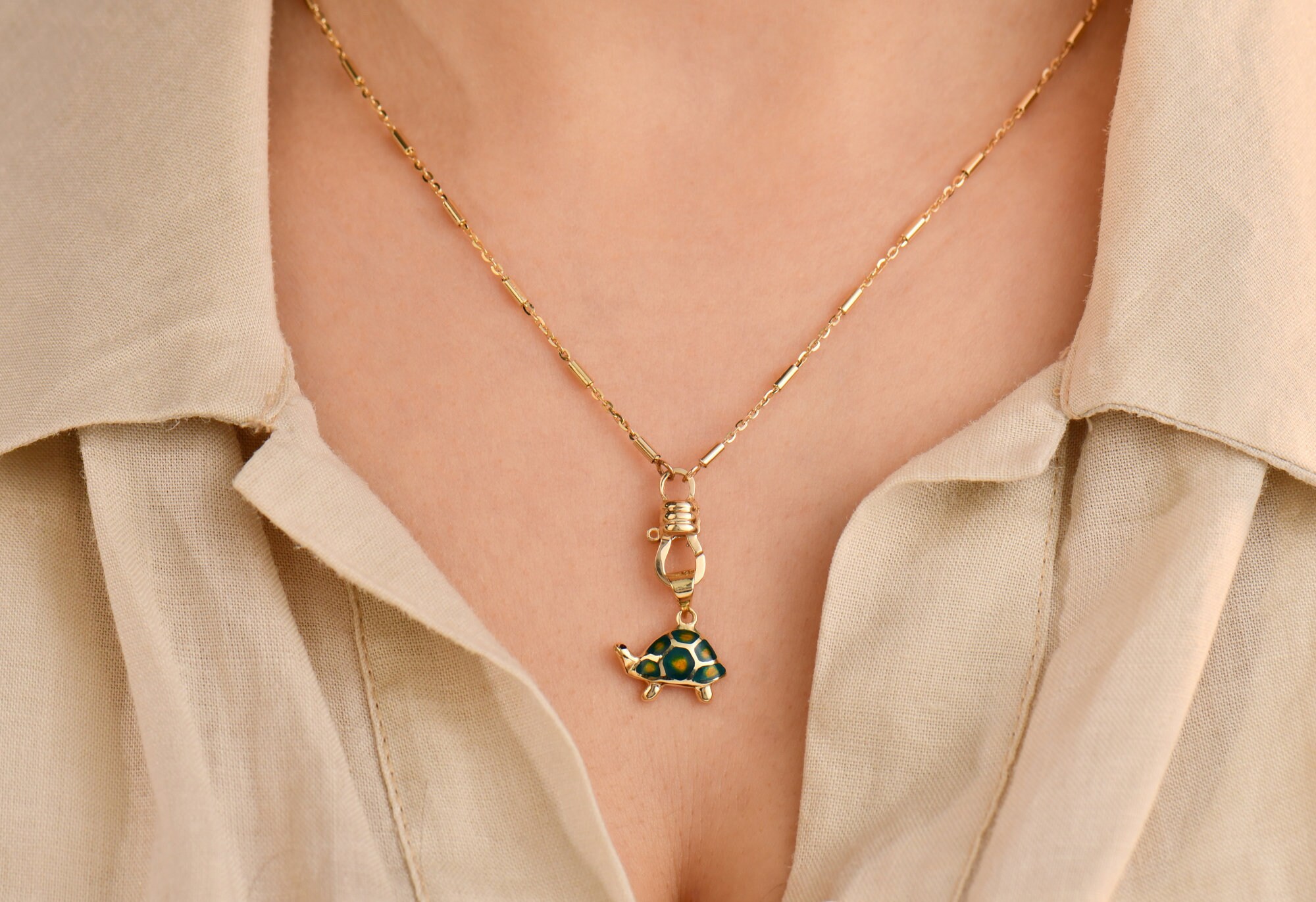 14K Real Gold Colorful Evil Eye Bead Pendant Good Luck Round Charm good ...