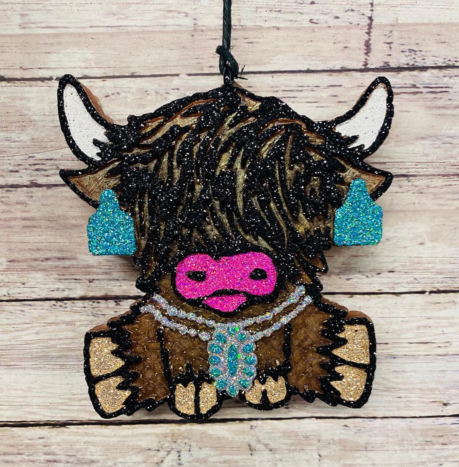 Boujee Highland Cow Car Freshie With Squash Blossom Ear Tags – Western ...