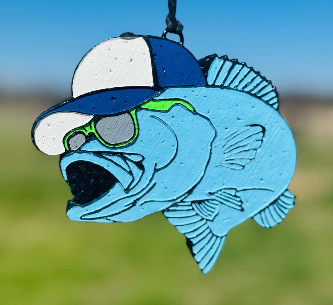 Bass Fish With Hat Car Freshie: Handmade Fisherman Gift Car Scent, Air ...