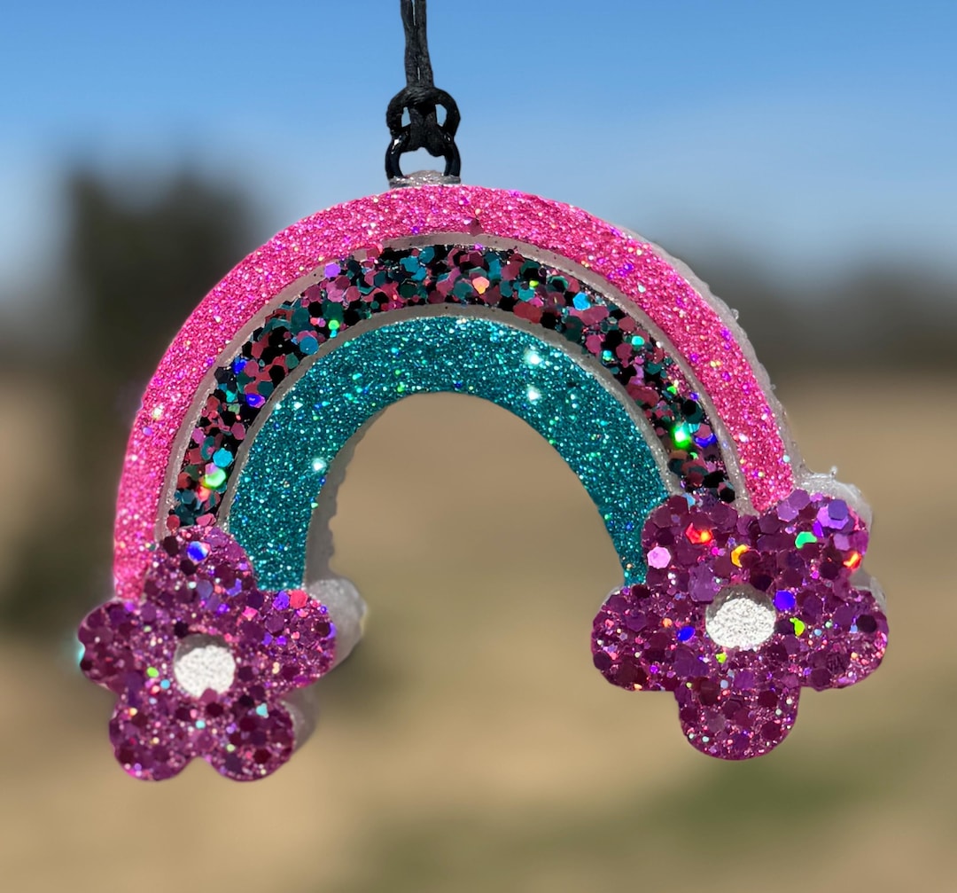 Glitter Rainbow Flower Car Freshie: Spring Scented Air Freshener - Etsy