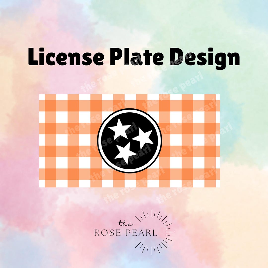 Orange Plaid Tristar License Plate Digital Design, Orange, Orange Plaid ...
