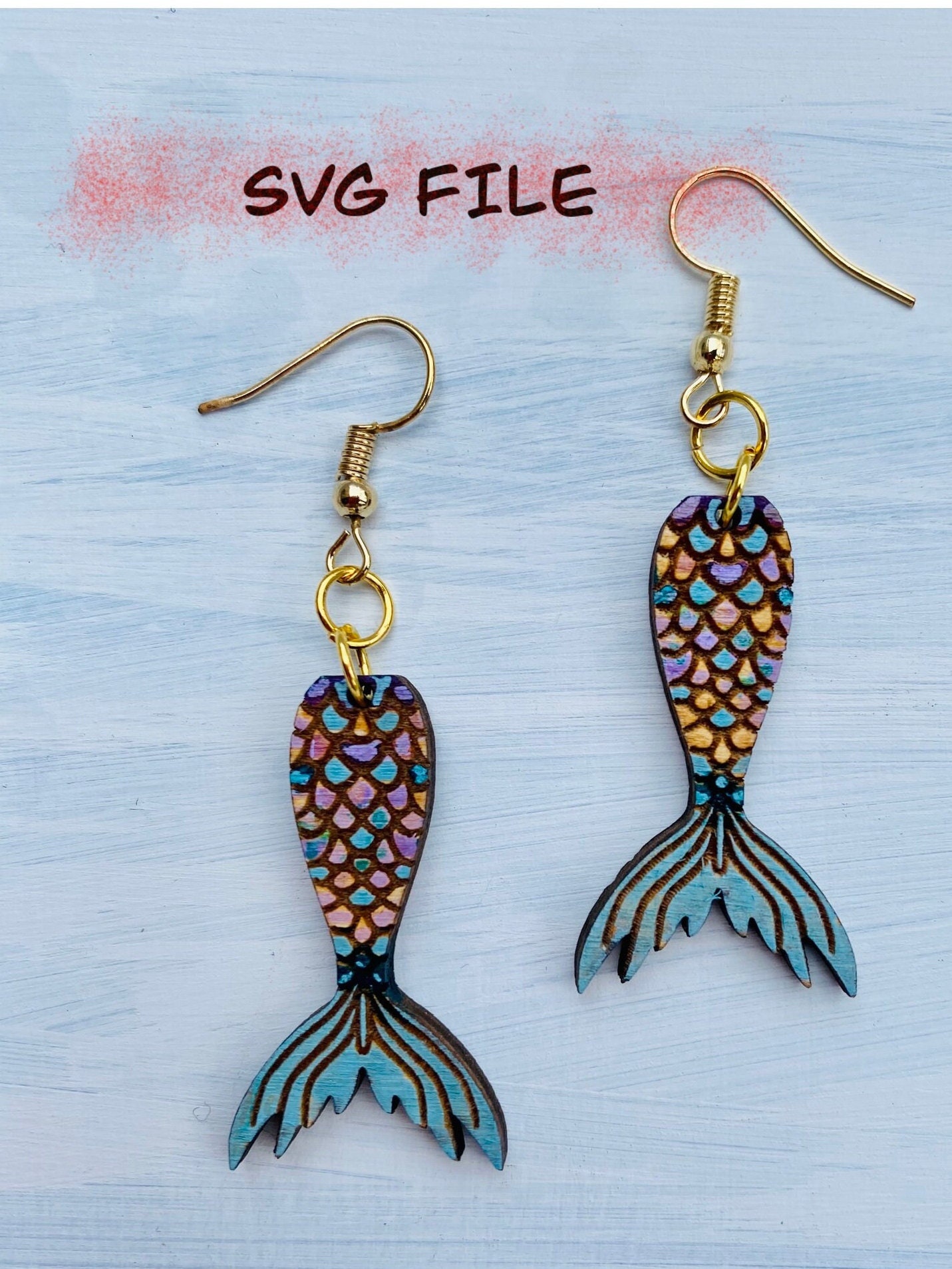 MERMAID TAIL EARRINGS Digital File - Etsy