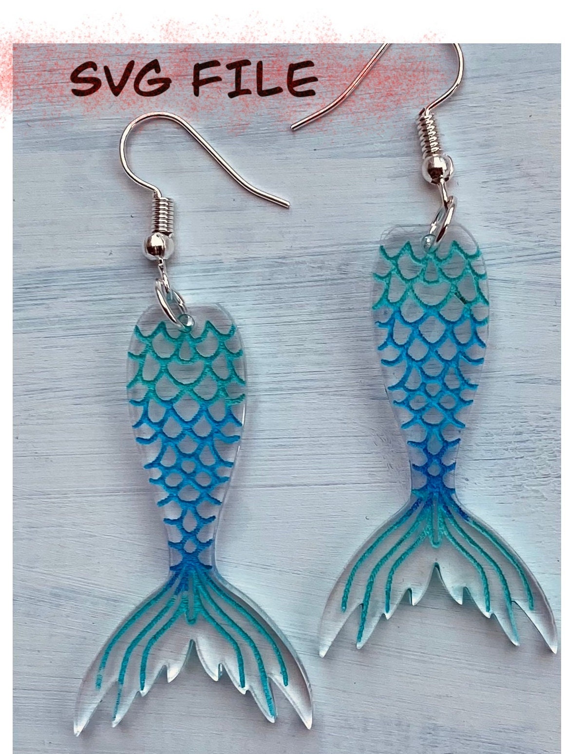 MERMAID TAIL EARRINGS Digital File - Etsy