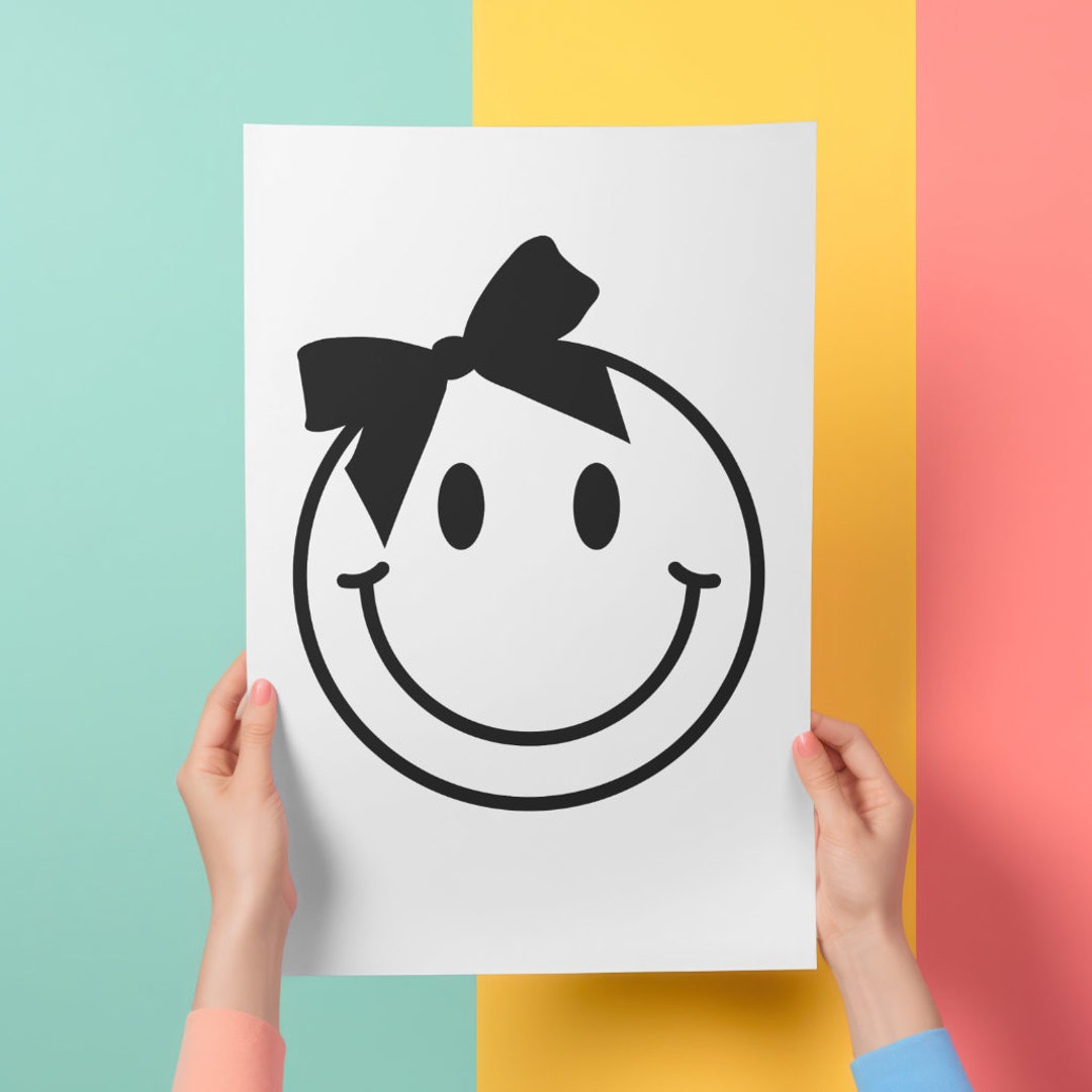 Smiley Face With a Bow Digital Download SVG PNG JPG Ai Pdf, Dxf, Smiley ...