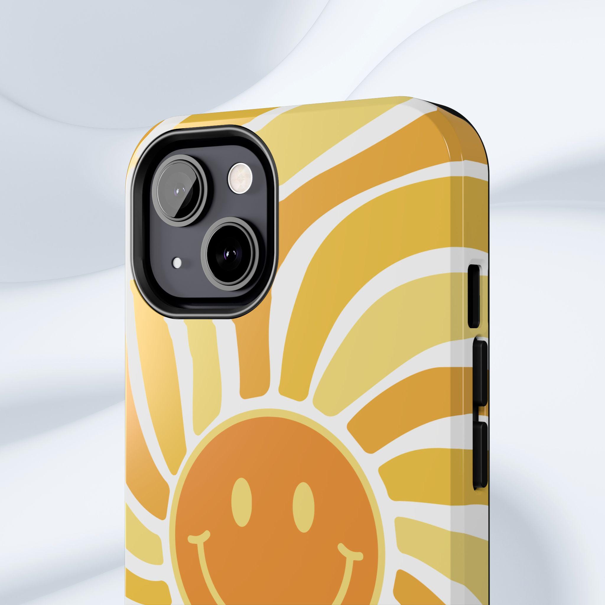 Abstract Wavy Sunshine Smiley Tough Phone Case, iPhone 15, 14, 13, 12 ...