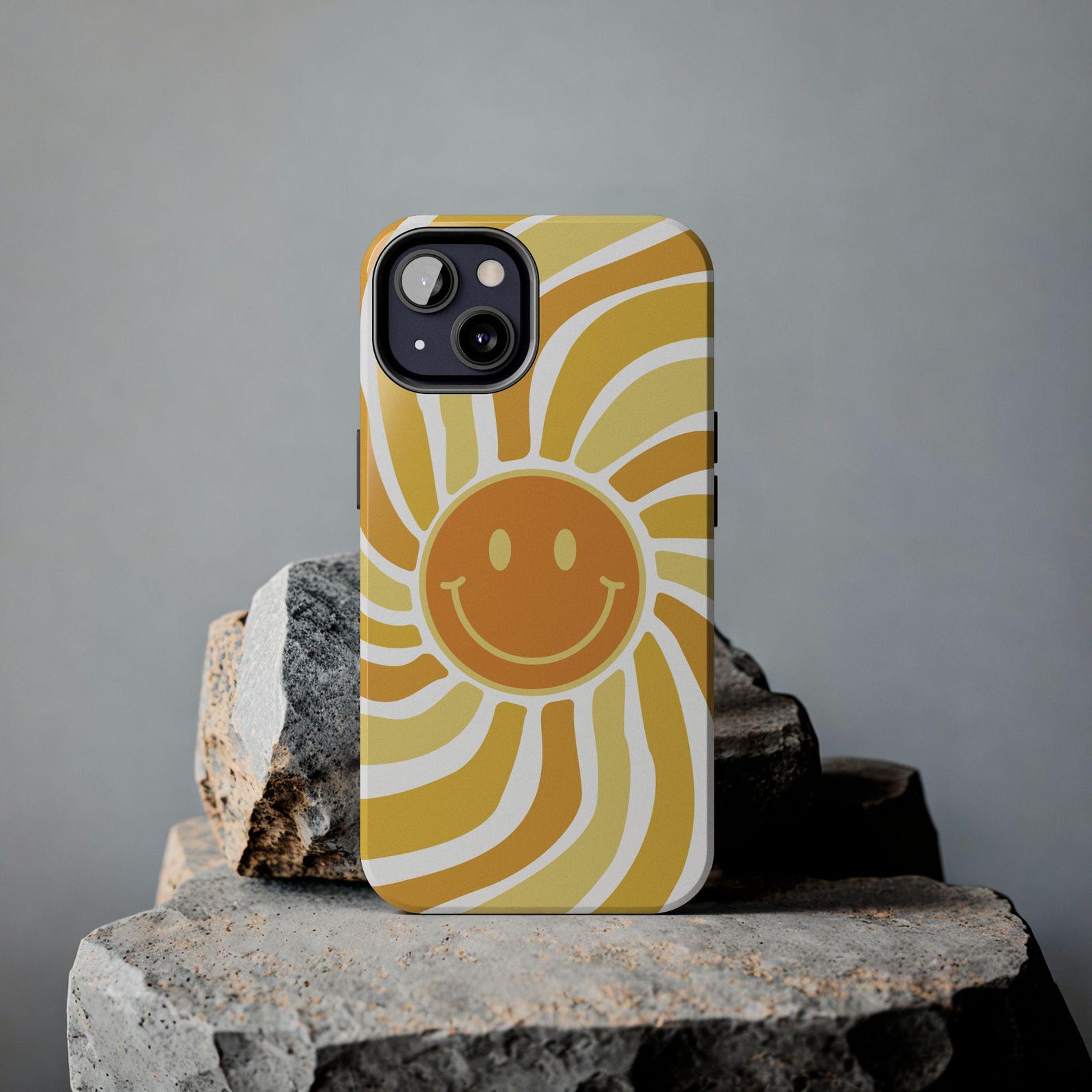 Abstract Wavy Sunshine Smiley Tough Phone Case, iPhone 15, 14, 13, 12 ...