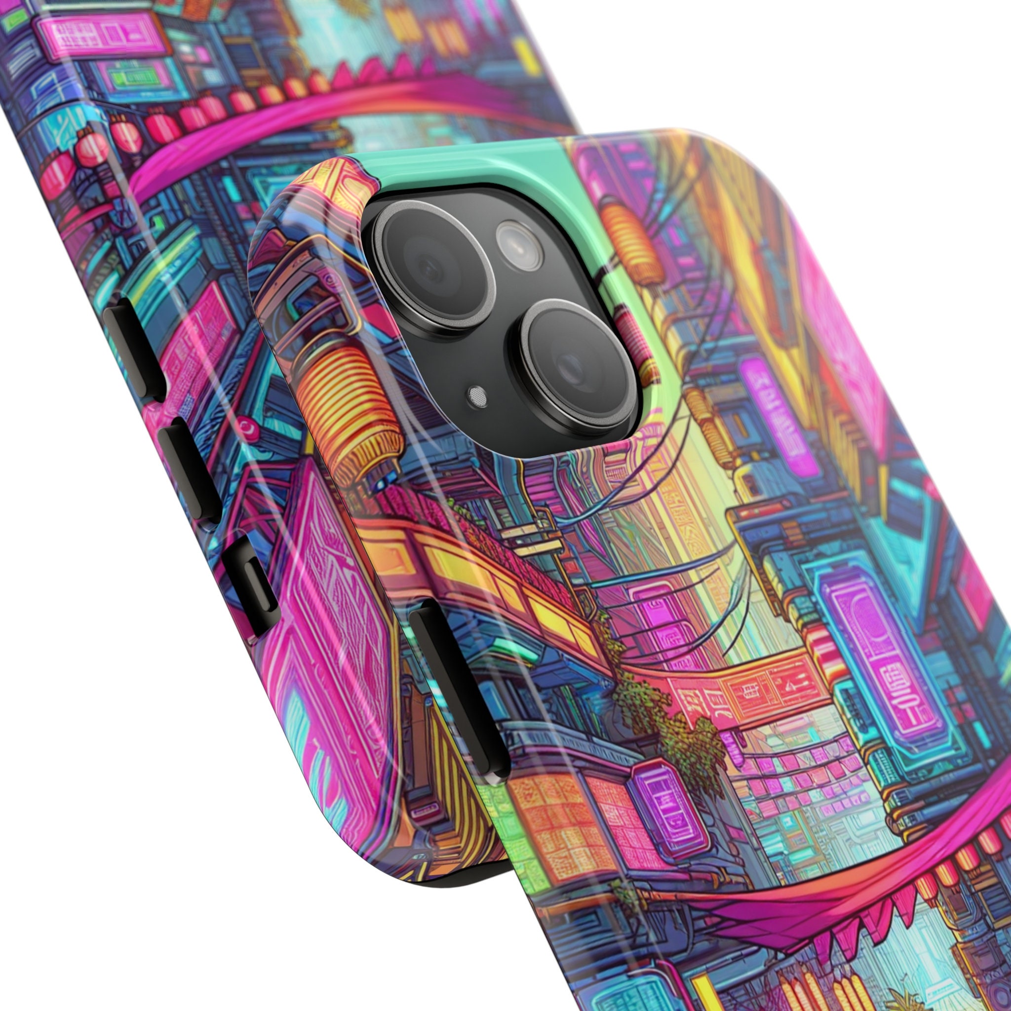 A Futuristic Cyberpunk Street Market Tough Phone Cases, Futuristic ...