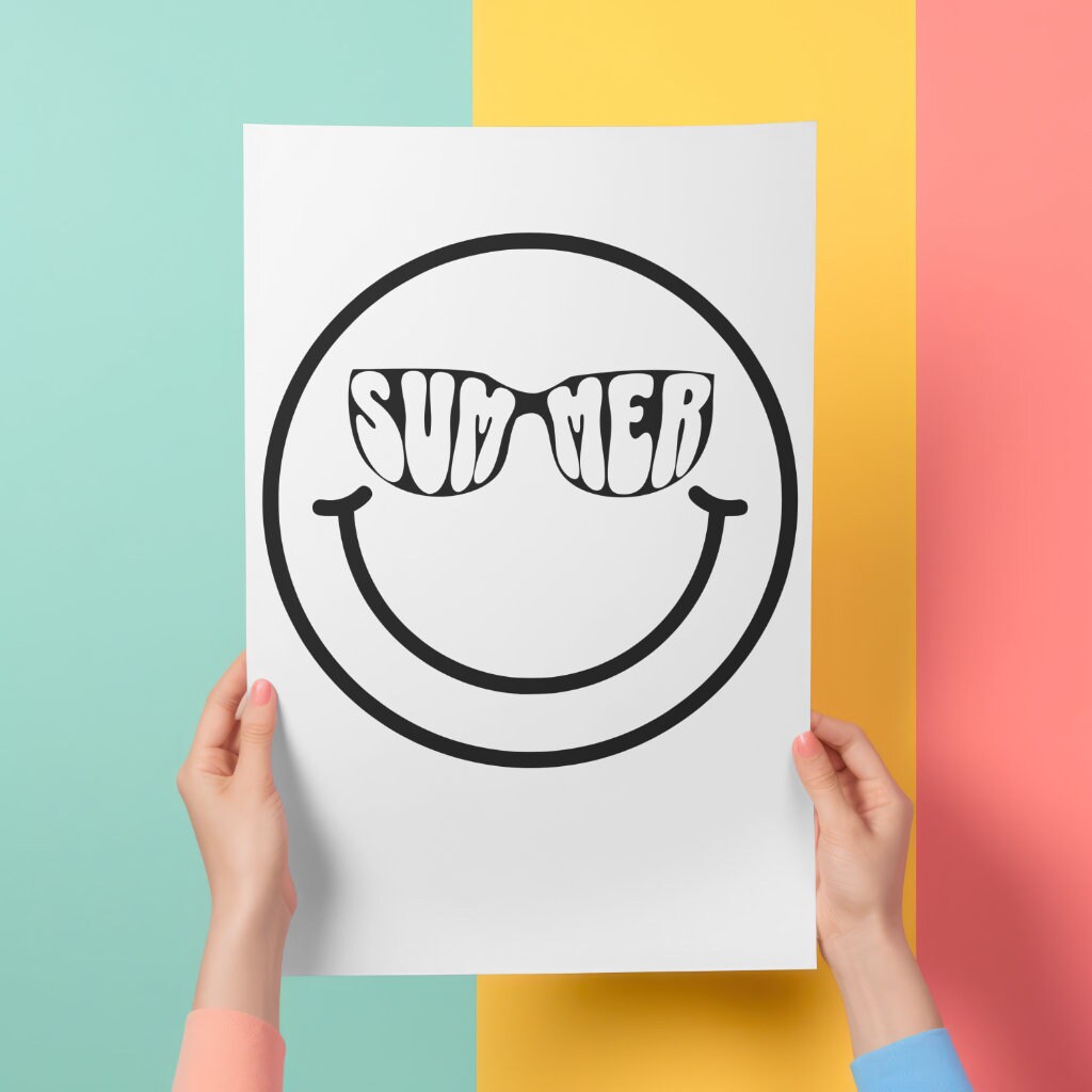 Summer Smiley Face Digital Download SVG PNG JPG Ai Pdf, Dxf, Summer ...