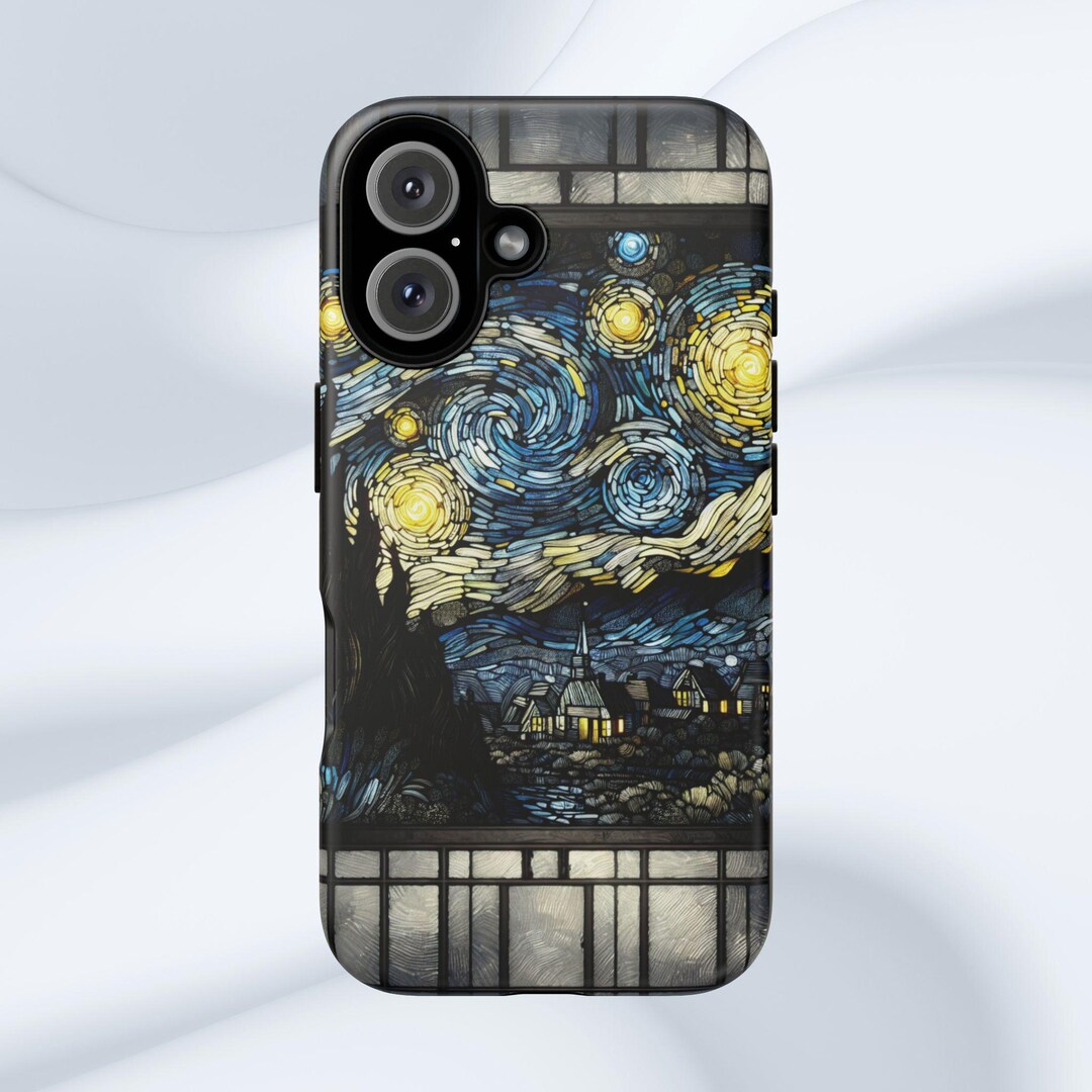 Starry Night Stained Glass Style Phone Case - Etsy