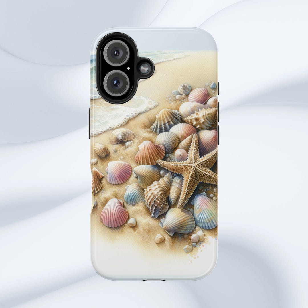 Aesthetic Beach Seashell Starfish iPhone Case, Protective Phone Cover ...