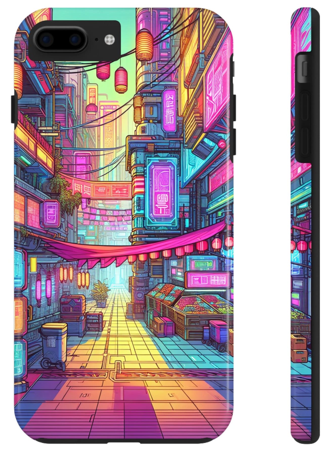 A Futuristic Cyberpunk Street Market Tough Phone Cases, Futuristic ...
