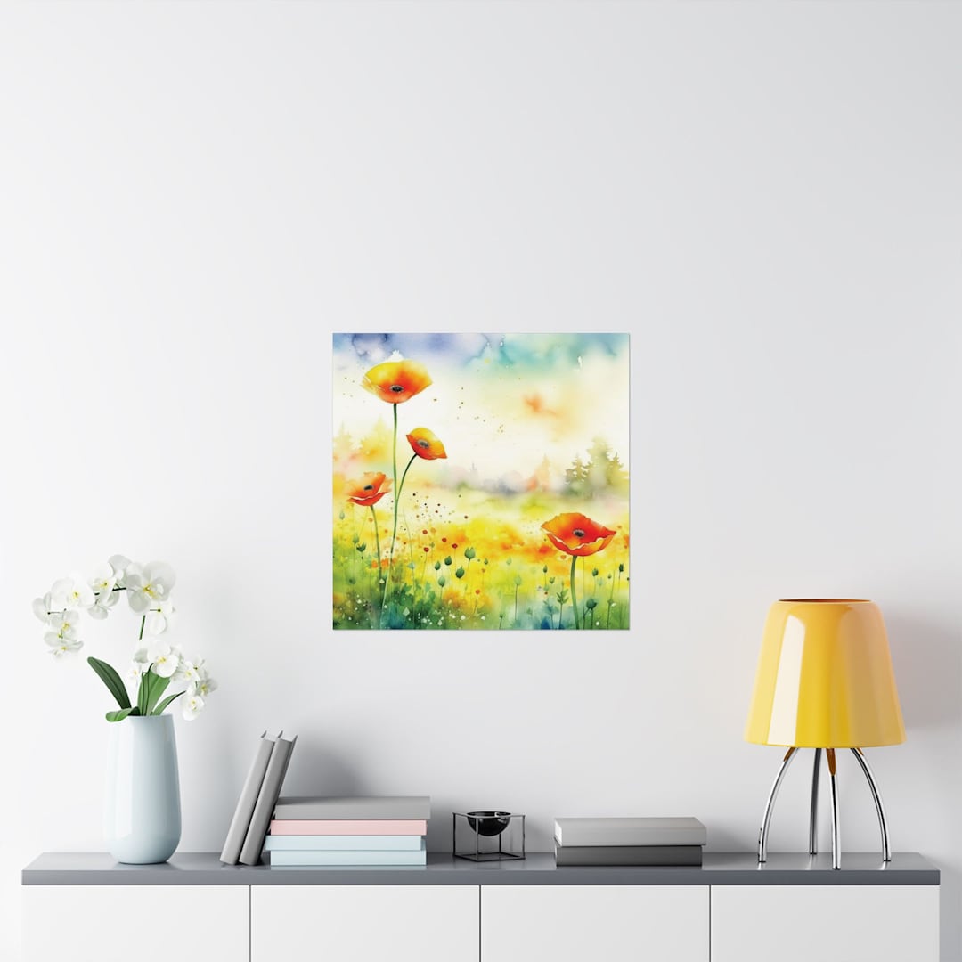 Watercolor Spring Poppies and Wildflowers Matte Vertical Poster, Floral ...