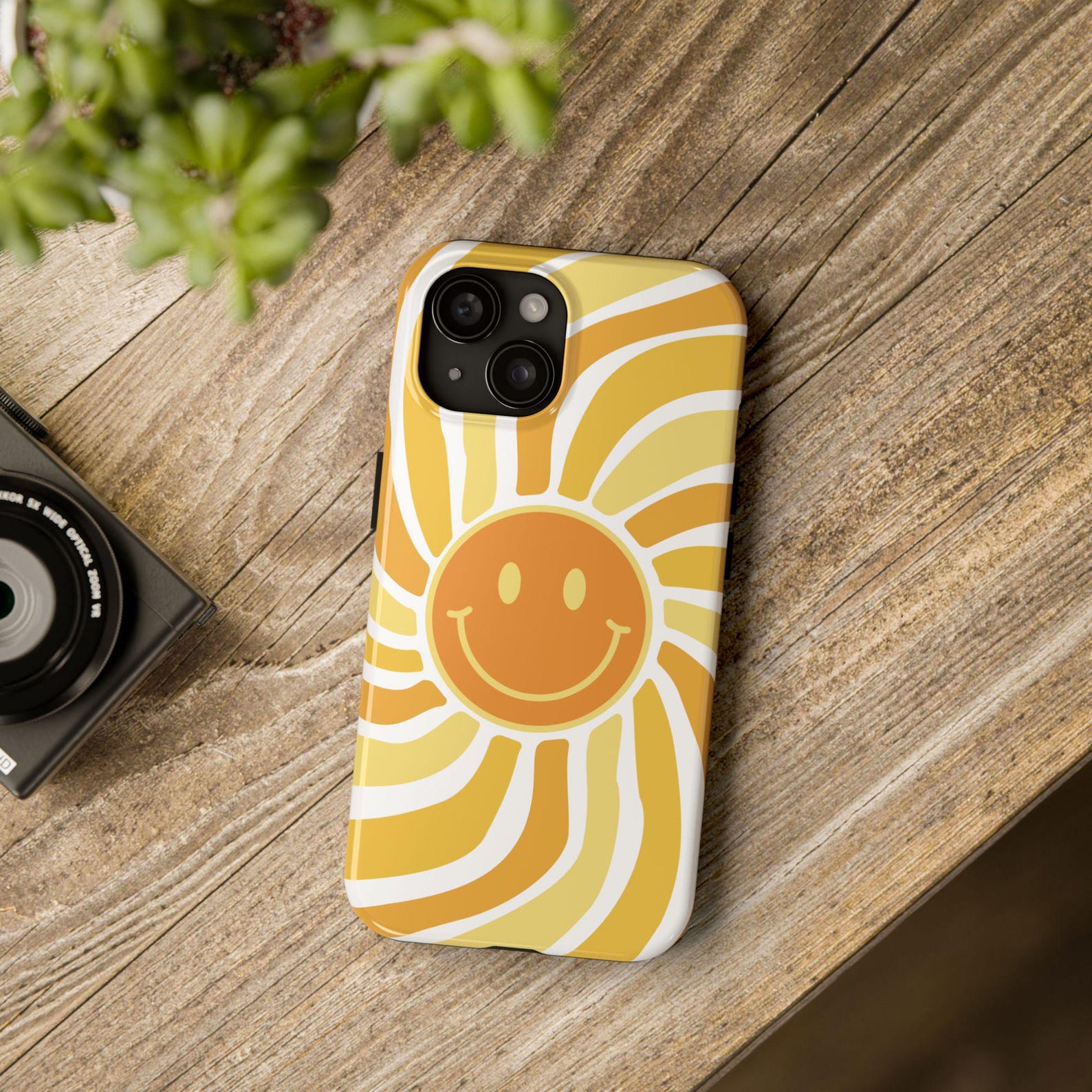 Abstract Wavy Sunshine Smiley Tough Phone Case, iPhone 15, 14, 13, 12 ...